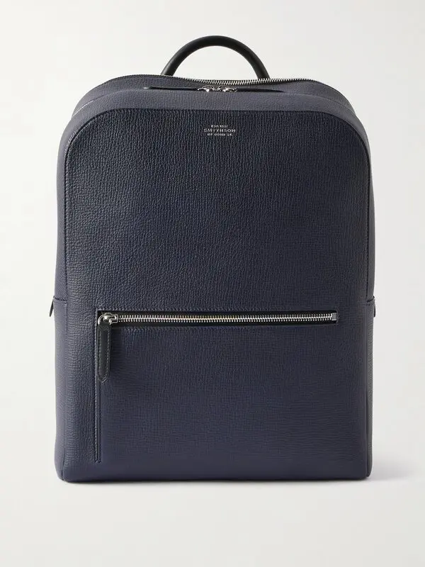 Smythson Ludlow Full-grain Leather Backpack - Blue