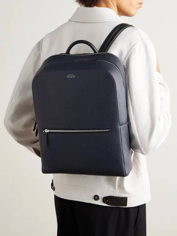 Smythson Ludlow Full-grain Leather Backpack - Blue