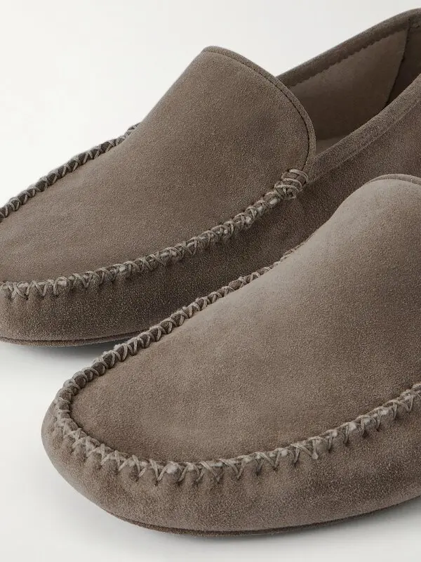 Thom Sweeney Cashmere-lined Suede Slippers - Brown