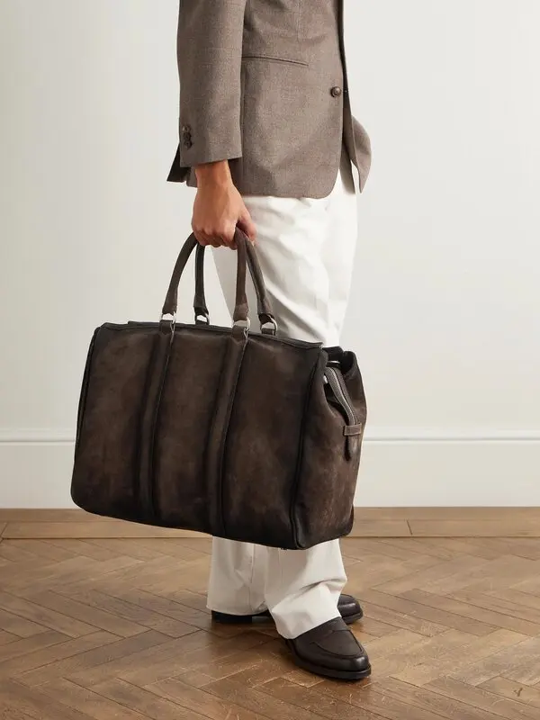Officine Creative Quentin 009 Airbrushed Suede Weekend Bag - Brown