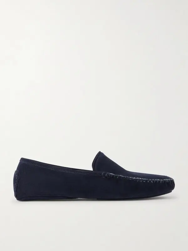 Thom Sweeney Cashmere-lined Suede Slippers - Blue