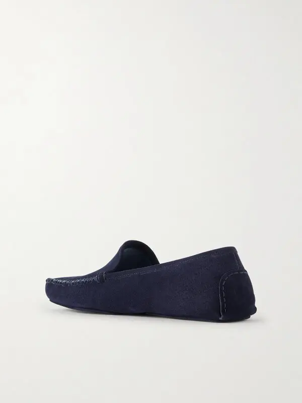Thom Sweeney Cashmere-lined Suede Slippers - Blue