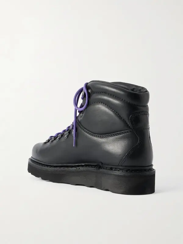 Needles Logo-debossed Leather Boots - Black