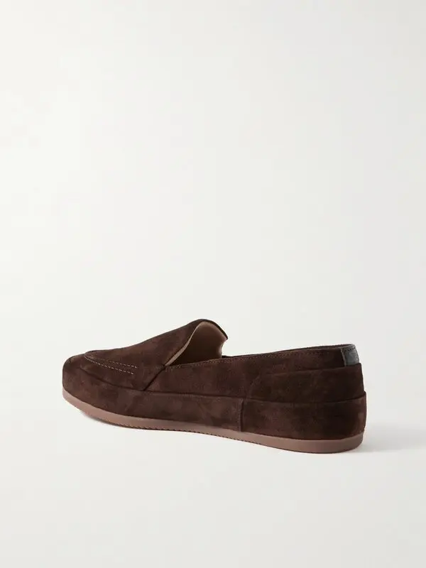 Mulo Fleece-lined Suede Loafers - Brown