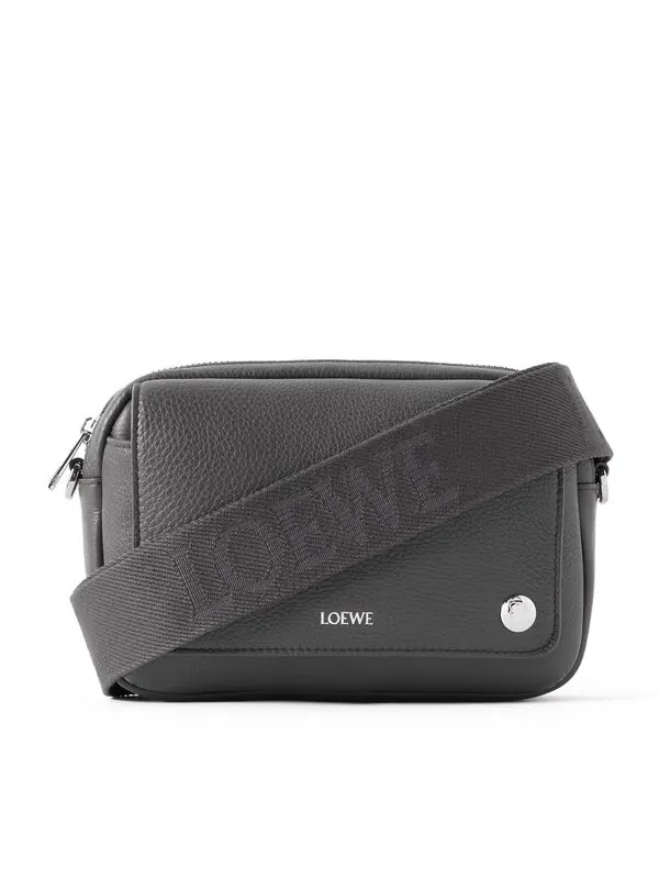 Loewe Pebble Full-grain Leather Messenger Bag - Gray