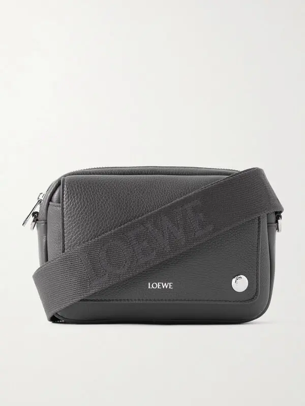 Loewe Pebble Full-grain Leather Messenger Bag - Gray