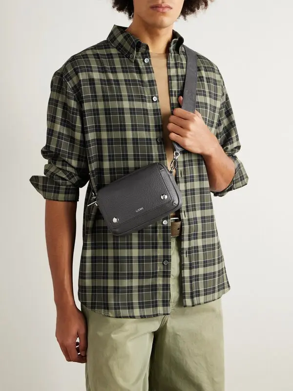 Loewe Pebble Full-grain Leather Messenger Bag - Gray