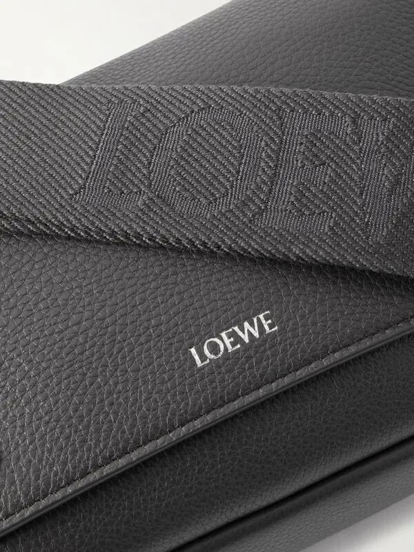 Loewe Pebble Full-grain Leather Messenger Bag - Gray