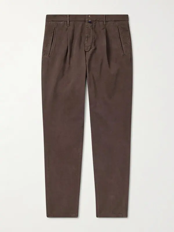 SLOWEAR Incotex Blue Division Cotton And Cashmere-blend Twill Trousers - Brown