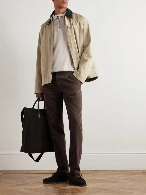 SLOWEAR Incotex Blue Division Cotton And Cashmere-blend Twill Trousers - Brown