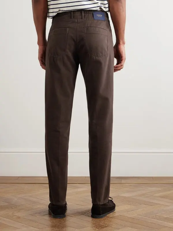 SLOWEAR Incotex Blue Division Cotton And Cashmere-blend Twill Trousers - Brown
