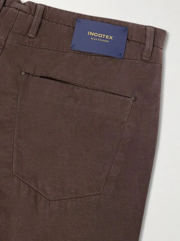 SLOWEAR Incotex Blue Division Cotton And Cashmere-blend Twill Trousers - Brown