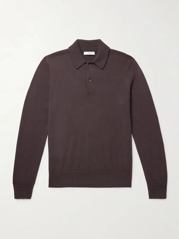 Mr P. Cashmere Polo Sweater - Brown