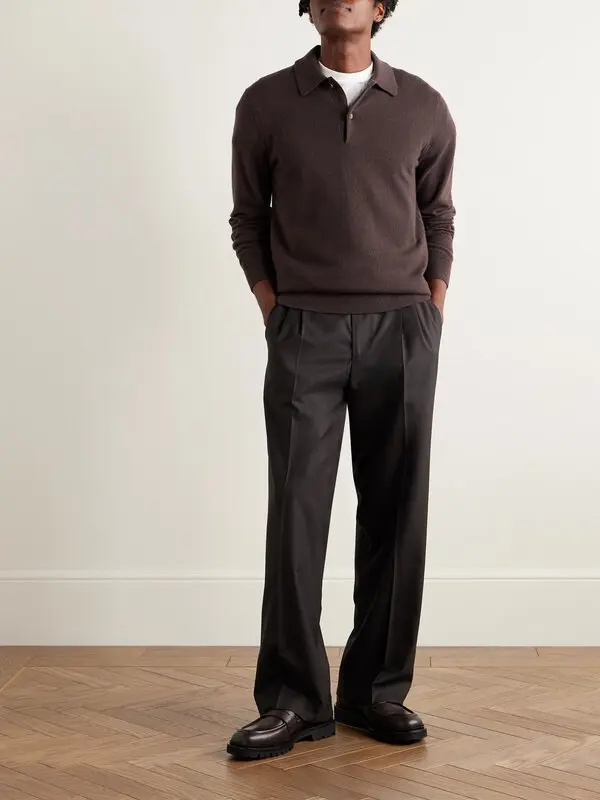 Mr P. Cashmere Polo Sweater - Brown