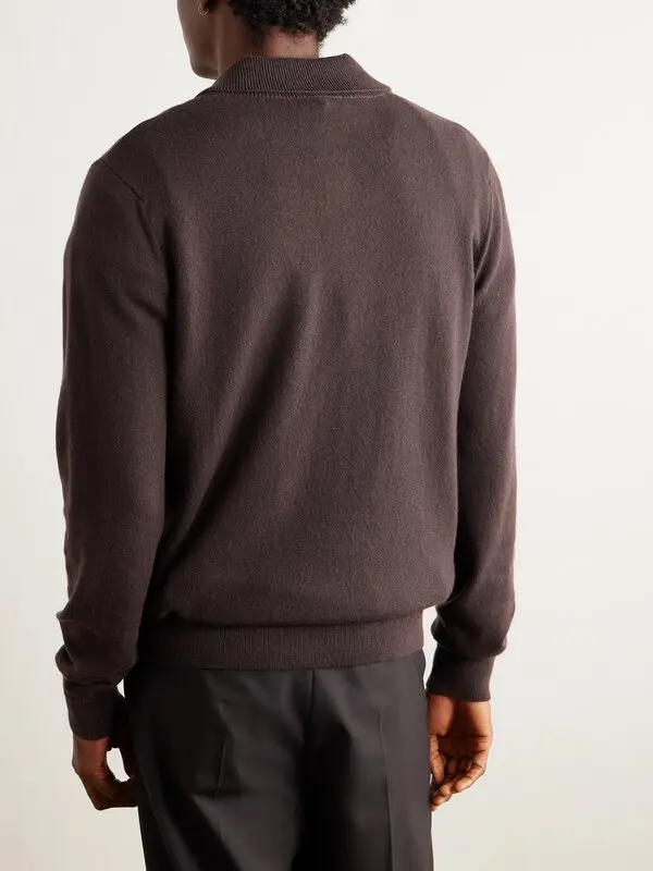 Mr P. Cashmere Polo Sweater - Brown