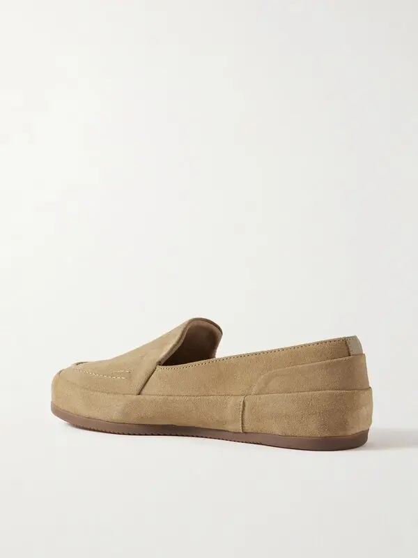 Mulo Fleece-lined Suede Loafers - Neutrals
