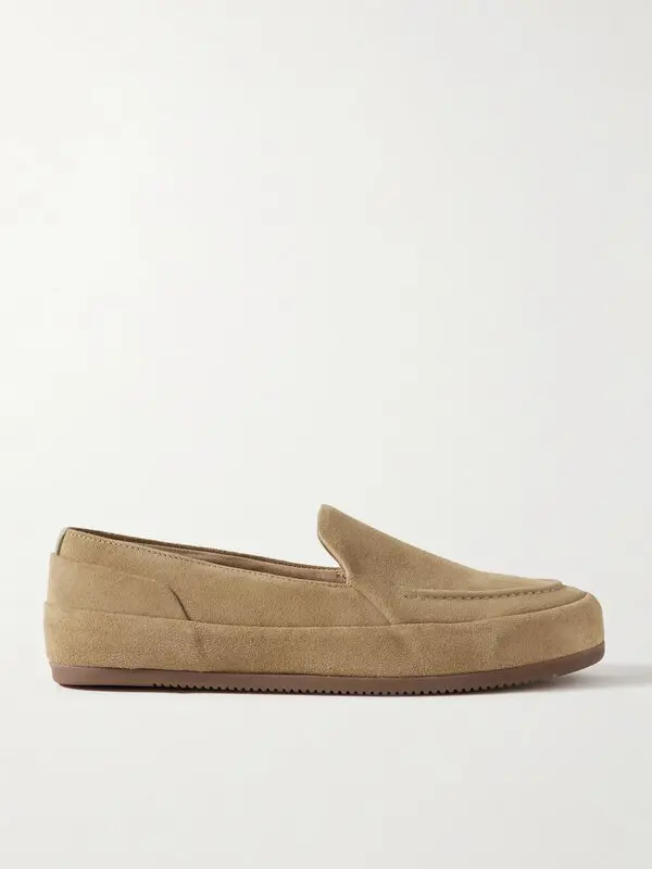 Mulo Fleece-lined Suede Loafers - Neutrals