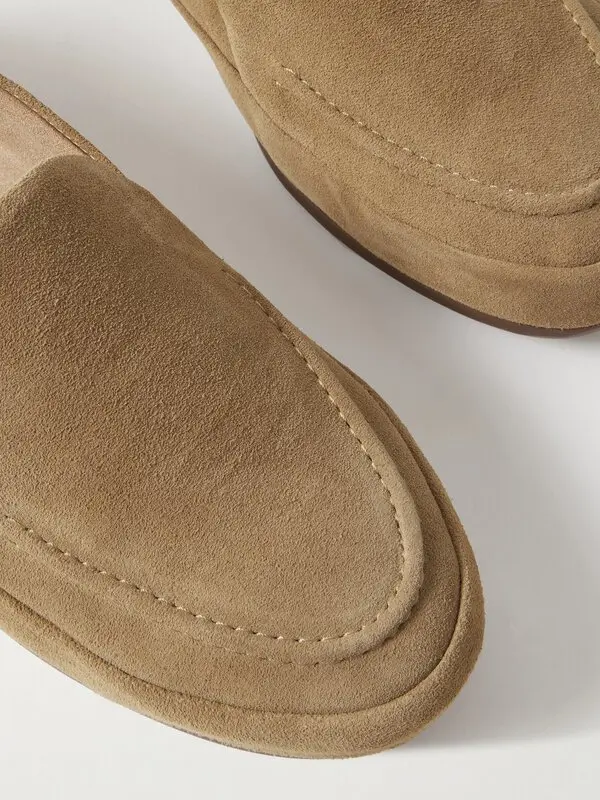 Mulo Fleece-lined Suede Loafers - Neutrals