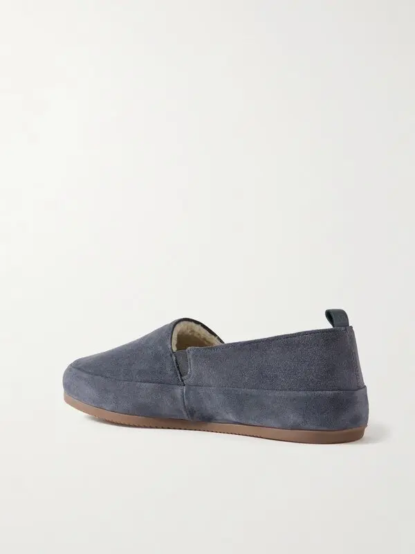 Mulo Fleece-lined Suede Loafers - Blue