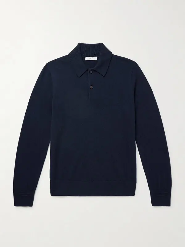 Mr P. Cliff Cashmere Polo Shirt - Blue