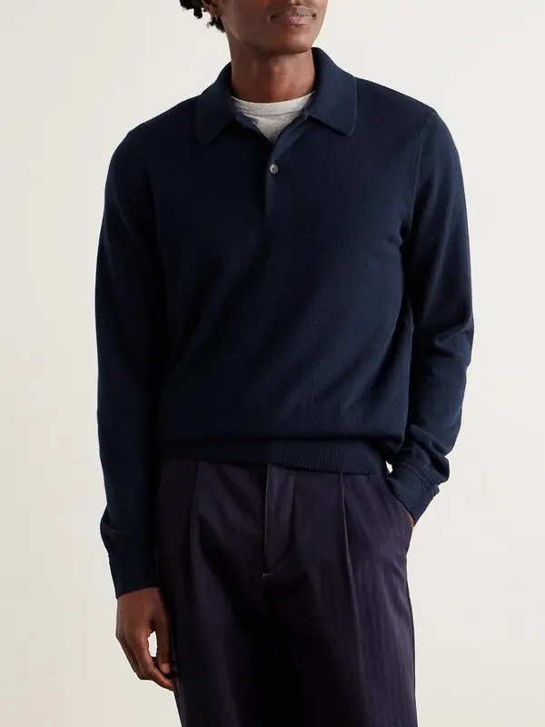 Mr P. Cliff Cashmere Polo Shirt - Blue