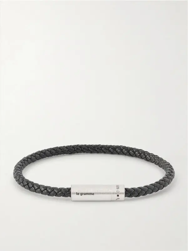 Le Gramme Sterling Silver And Leather Cable Bracelet - Black