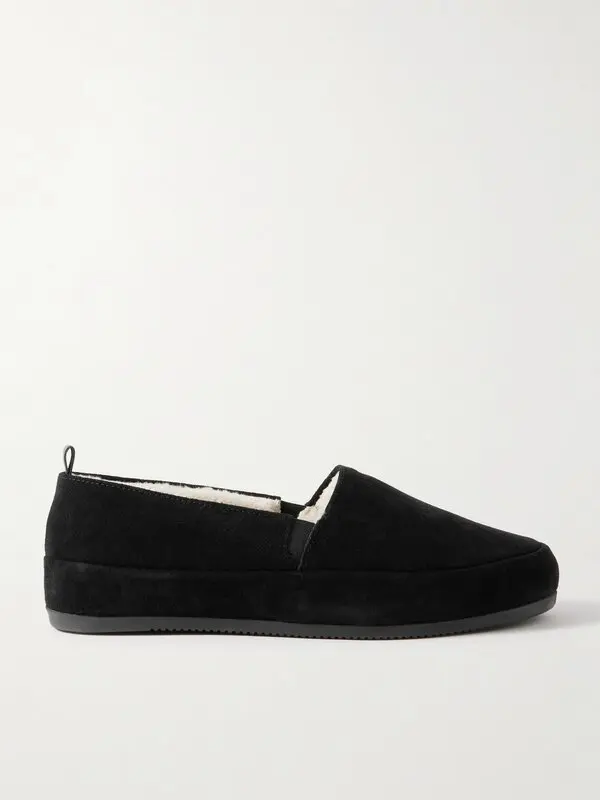 Mulo Shearling-lined Suede Loafers - Black