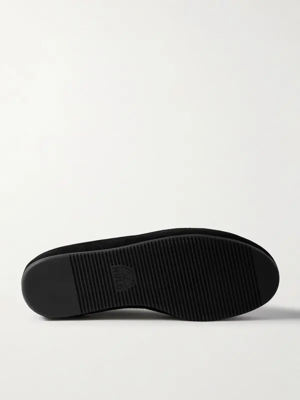 Mulo Shearling-lined Suede Loafers - Black