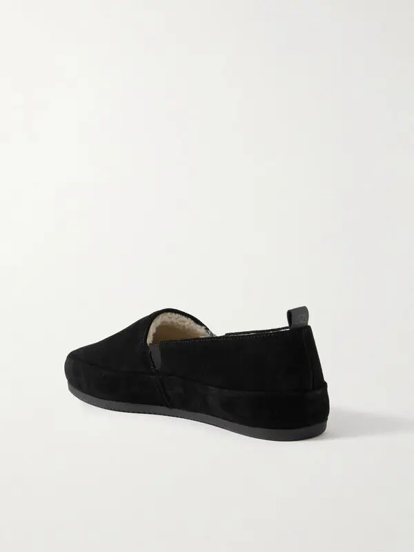 Mulo Shearling-lined Suede Loafers - Black