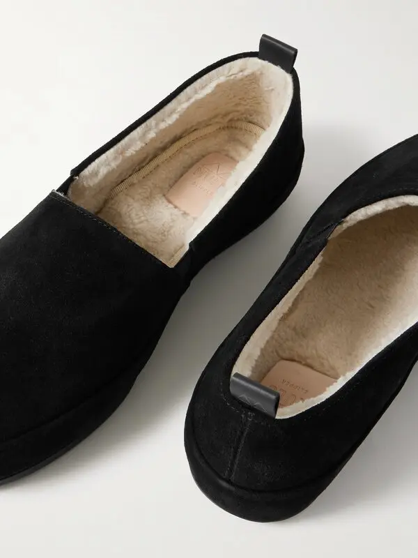 Mulo Shearling-lined Suede Loafers - Black