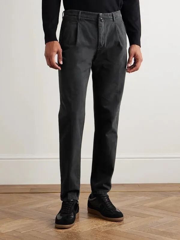 SLOWEAR Incotex Blue Division Straight-leg Twill Trousers - Black