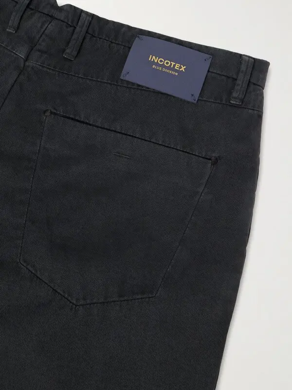 SLOWEAR Incotex Blue Division Straight-leg Twill Trousers - Black