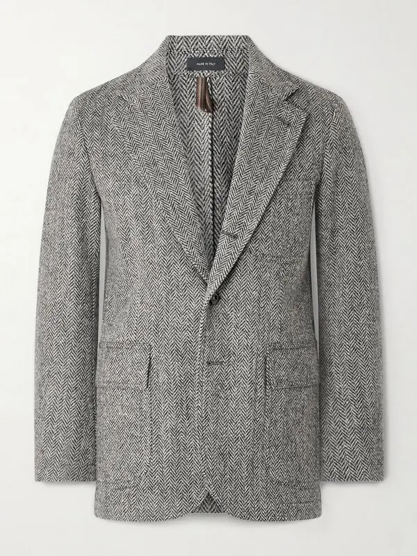DRAKE'S Games Mk. Vii Unstructured Herringbone Harris Tweed Blazer