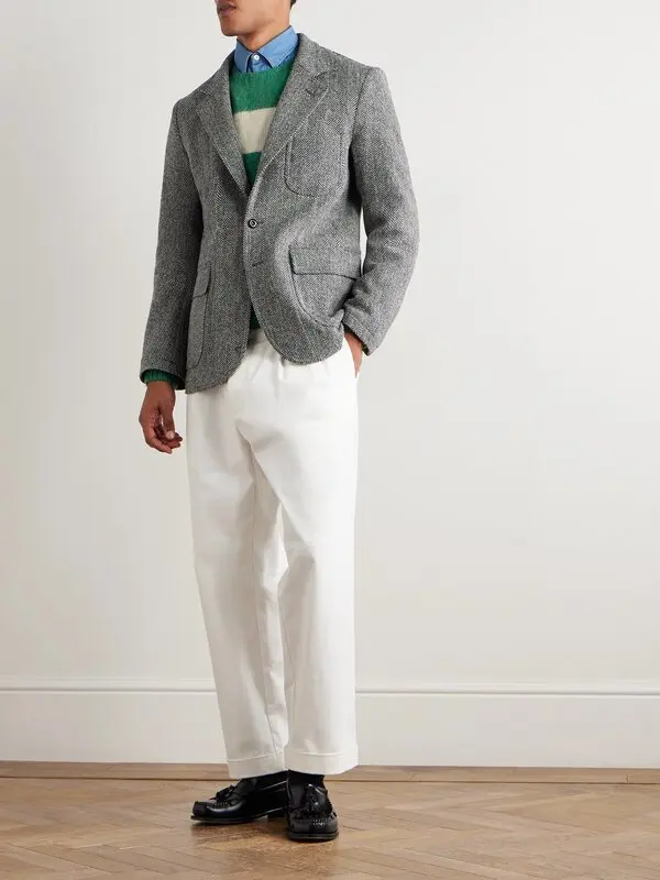 DRAKE'S Games Mk. Vii Unstructured Herringbone Harris Tweed Blazer