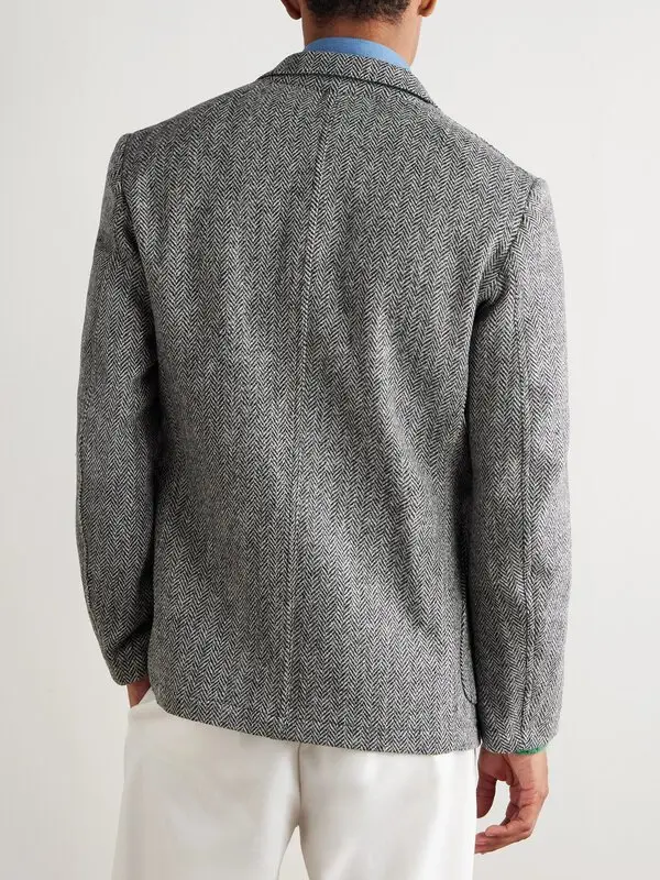 DRAKE'S Games Mk. Vii Unstructured Herringbone Harris Tweed Blazer