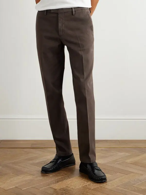 Boglioli Tapered Cotton-blend Twill Trousers