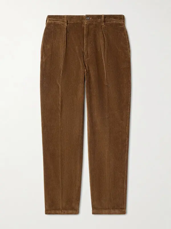 DRAKE'S Straight-leg Cotton-corduroy Trousers - Brown