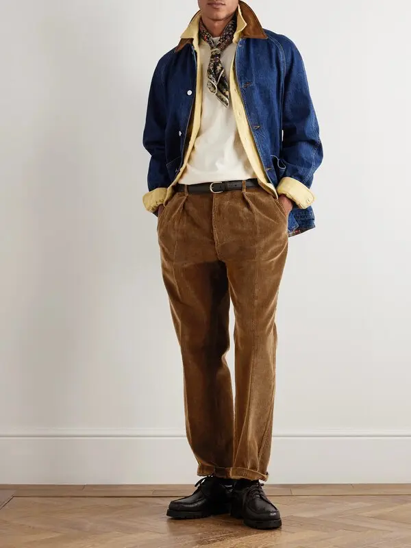 DRAKE'S Straight-leg Cotton-corduroy Trousers - Brown