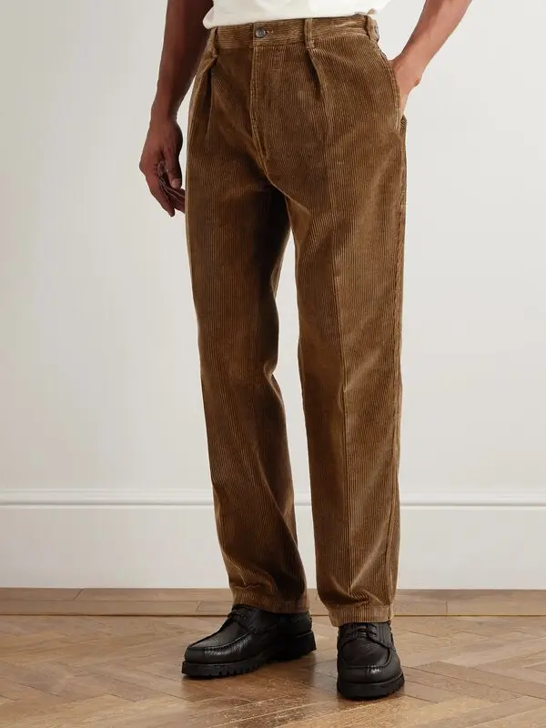 DRAKE'S Straight-leg Cotton-corduroy Trousers - Brown