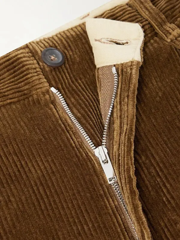 DRAKE'S Straight-leg Cotton-corduroy Trousers - Brown
