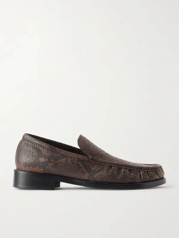Acne Studios Boafer Python-effect Leather Loafers