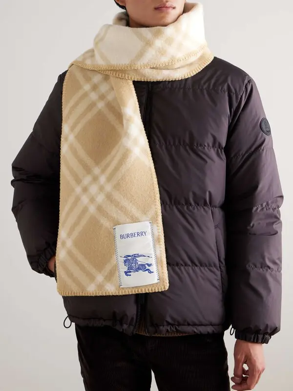 Burberry Checked Wool-fleece Scarf - Beige