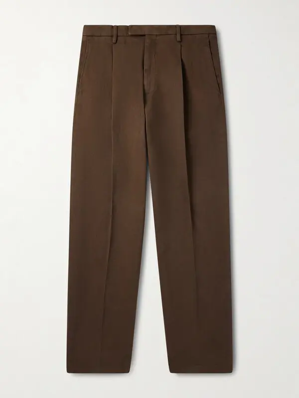 Boglioli Straight-leg Cotton-blend Twill Trousers - Brown