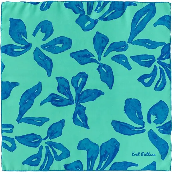 LOST PATTERN Tropical Bliss" Silk Bandana Scarf - Ocean Blue