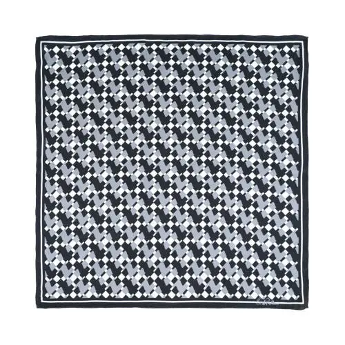 LOST PATTERN Houndstooth Moderne" Silk Bandana Scarf - Grey