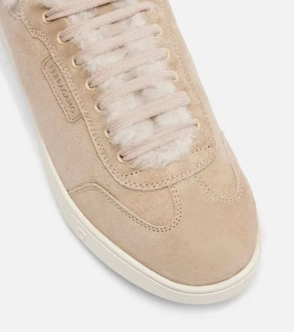 FERRAGAMO Shearling-lined Suede Sneakers