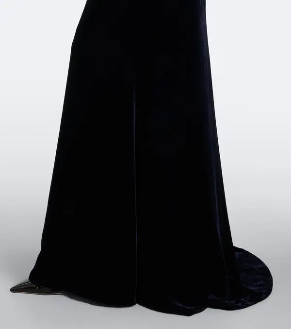 Costarellos Crystal-embellished Velvet Gown - Blue