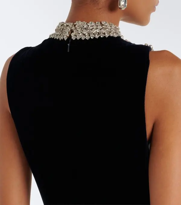 Costarellos Crystal-embellished Velvet Gown - Blue