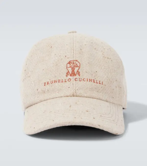 Brunello Cucinelli Herringbone Wool And Cashmere Baseball Cap - Beige