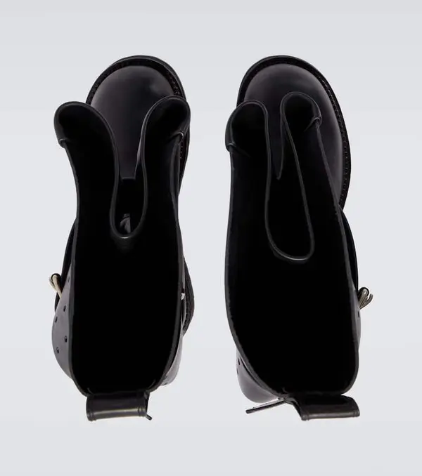 Balenciaga Leather Buckled Boots - Black
